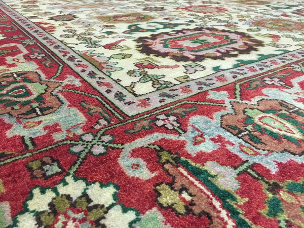 Large Beige, Red and Green Mahal Oriental Rug 8X10'3