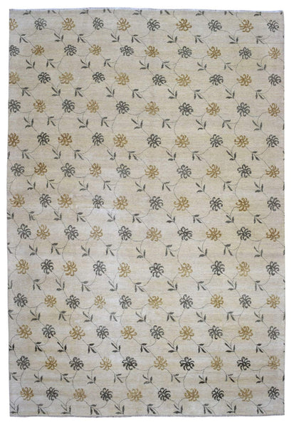 Beige Modern Floral Design Large Rug 9'7X13'9