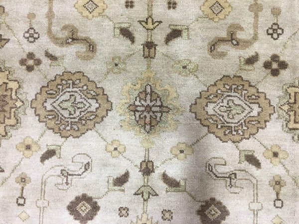 Grey and Beige Oushak Oriental Area Rug 6'X9'