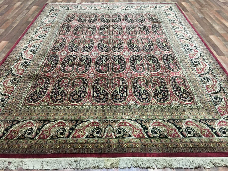 Very Fine Large Red and Black Tabriz Oriental Rug 8'X10'