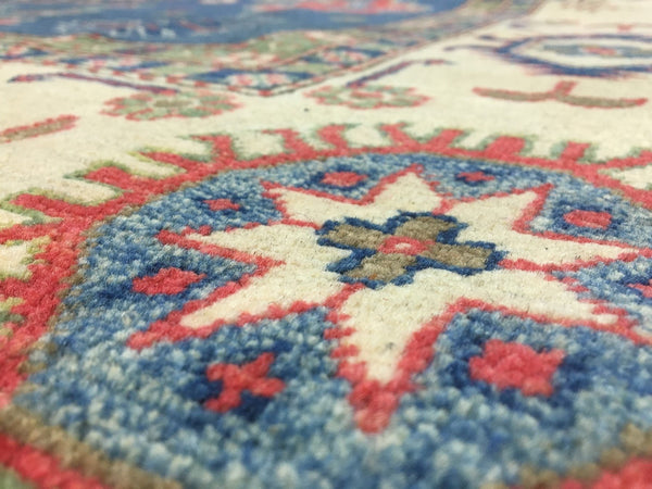 Blue, Red and Beige Fine Pakistan Kazak Large Oriental Rug 8'10X11'10
