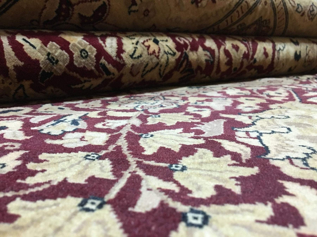 Maroon and Beige Very Fine Pakistan Tabriz Oriental Rug 9'2X12'3